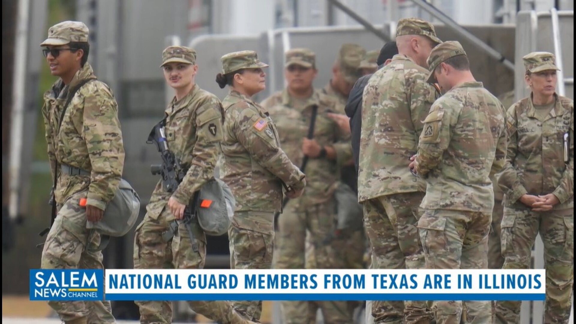 Texas National Guard Troops Arrive At Army Reserve Center South Of Chicago